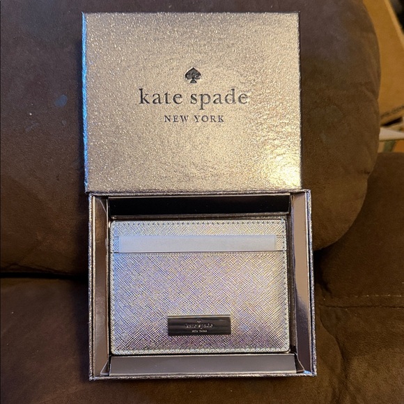 kate spade | Accessories | Kate Spade Metallic Silver Card Holder ...